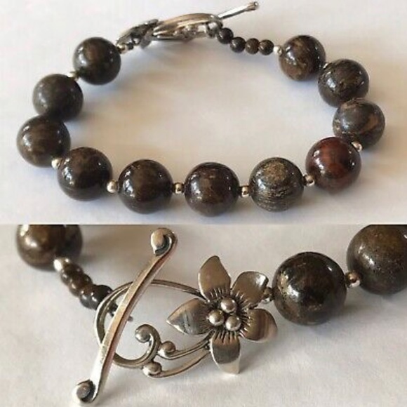 Silpada | Jewelry | Silpada Bronzite Sterling Bracelet Flower Clasp ...